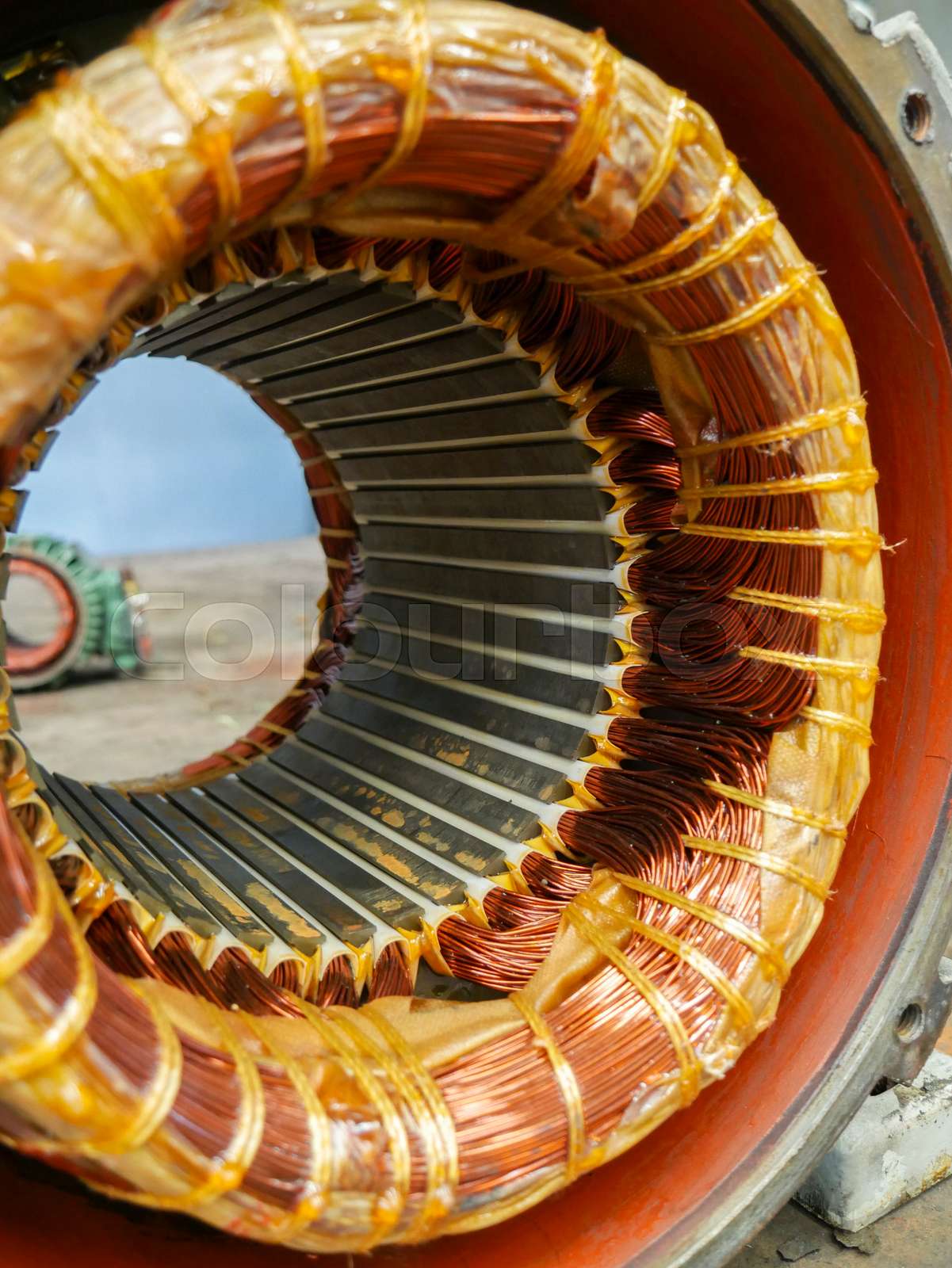 Electric motor stator with winding coil | Stock image | Colourbox