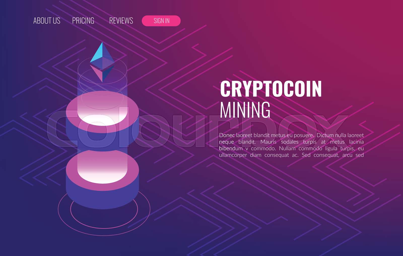 Cryptocoin mining farm. Cryptocurrency and Blockchain Isometric Concept ...