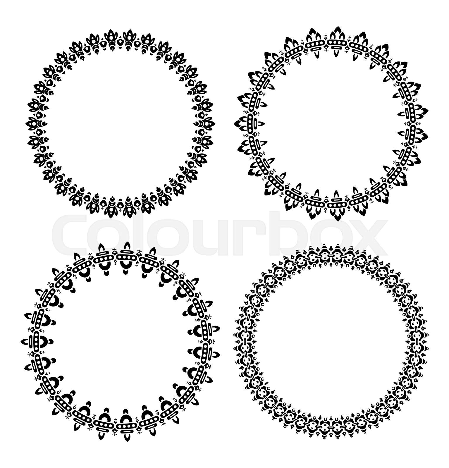 Set of 4 black round frames for your design | Stock vector | Colourbox