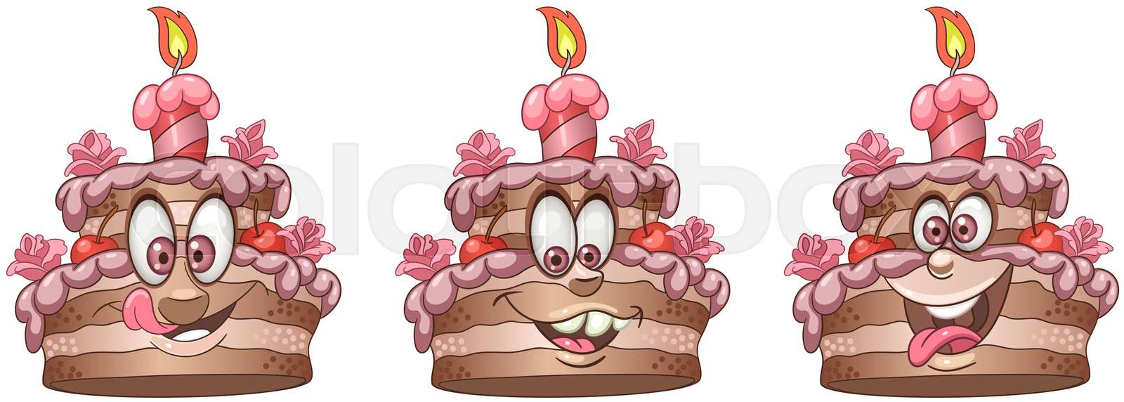 Cake. Food Emoji Emoticon collection | Stock vector | Colourbox