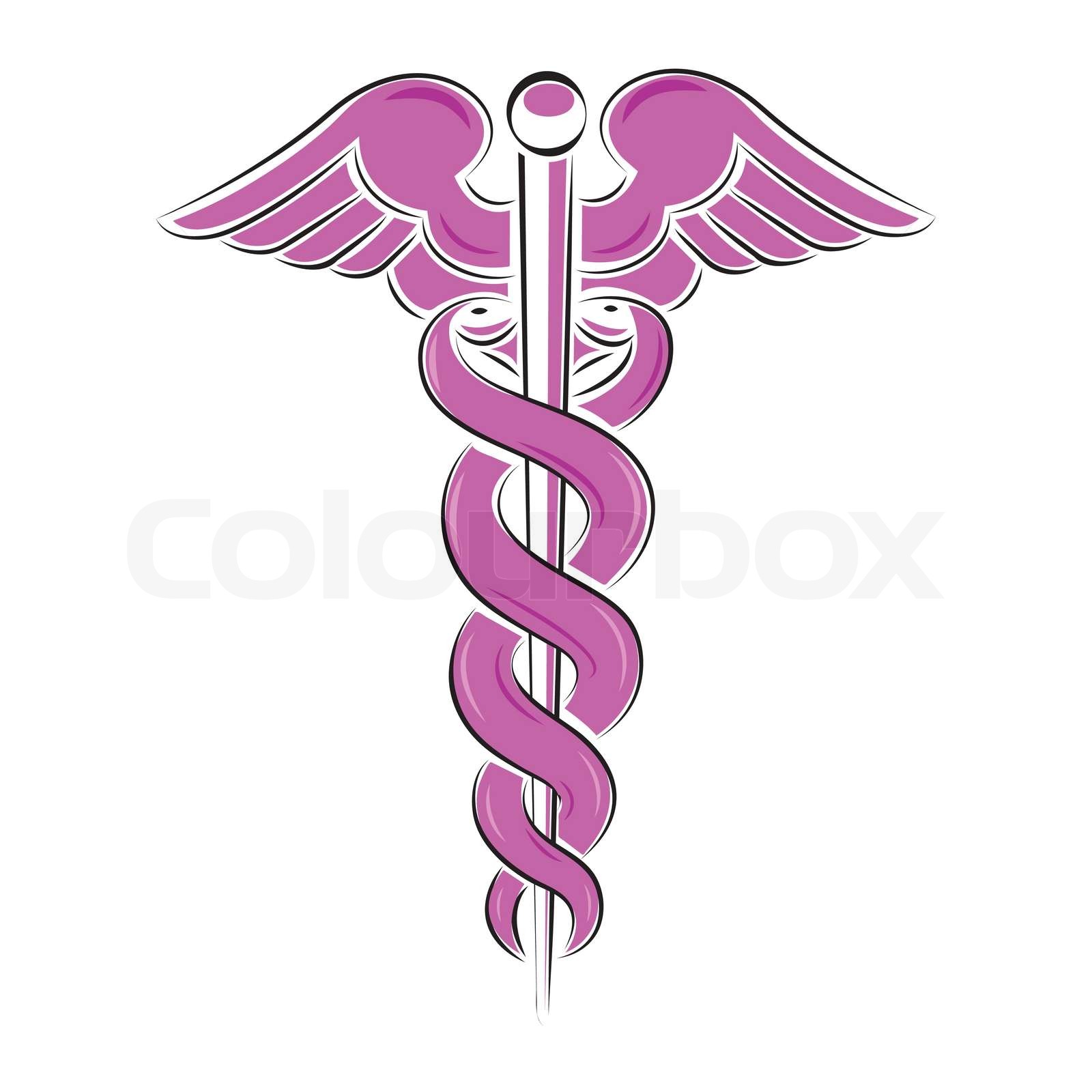 Caduceus symbol illustration isolated on white | Stock vector | Colourbox