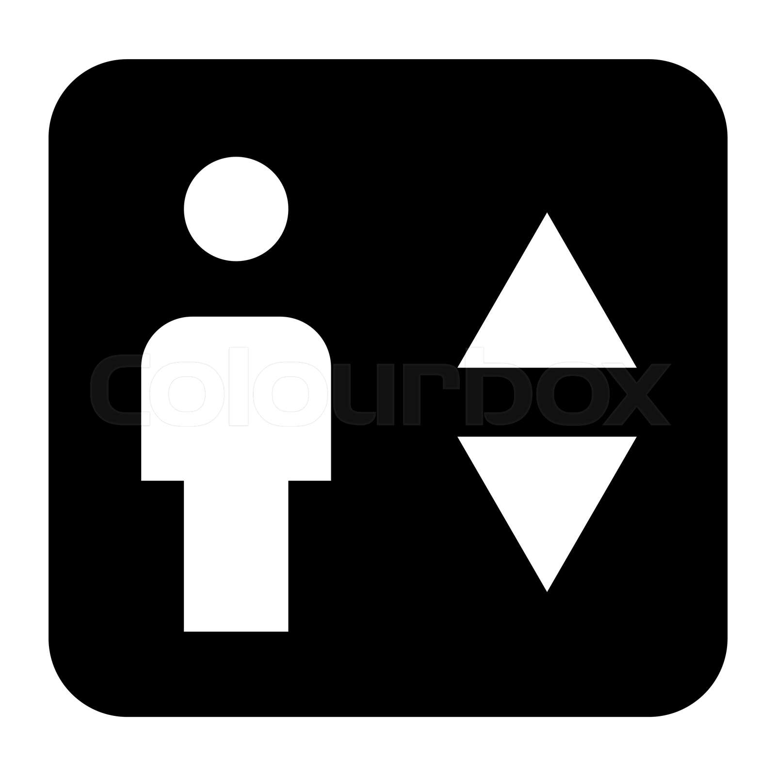 Elevator solid icon. Man and lift arrows vector illustration isolated ...