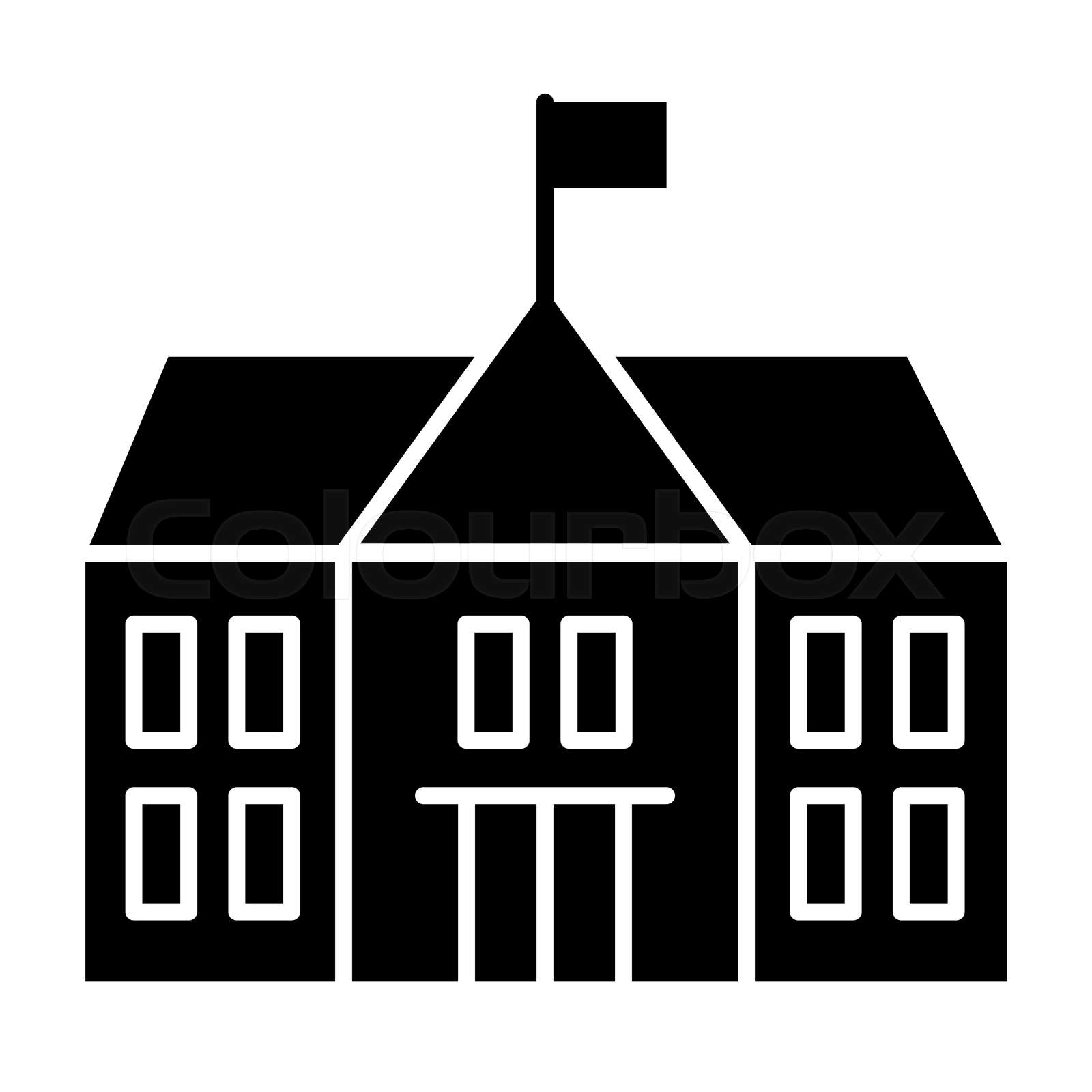 School Building Vector Black And White