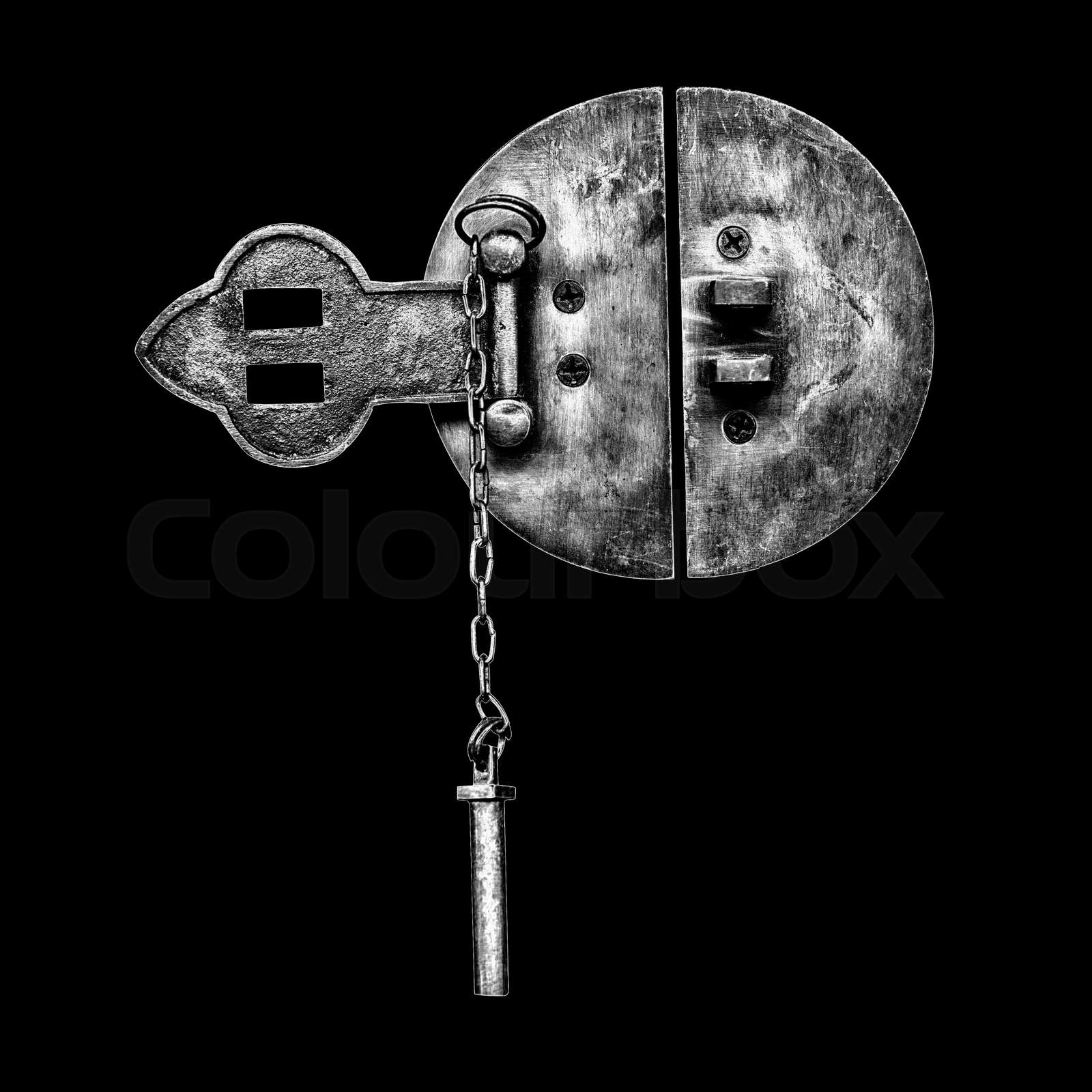 Asian old wooden door locks and wooden latch | Stock image | Colourbox