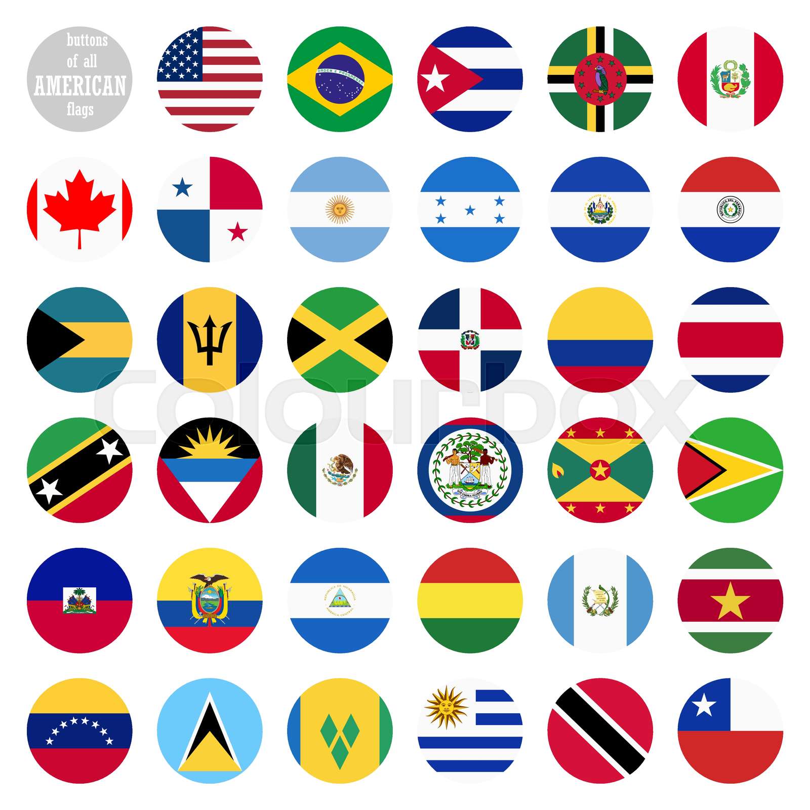 all country flags of America | Stock vector | Colourbox