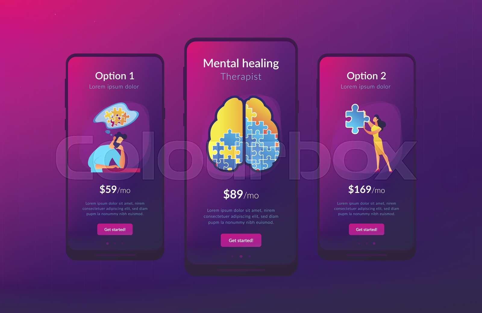 Psychotherapy and psychology app interface template. | Stock vector ...