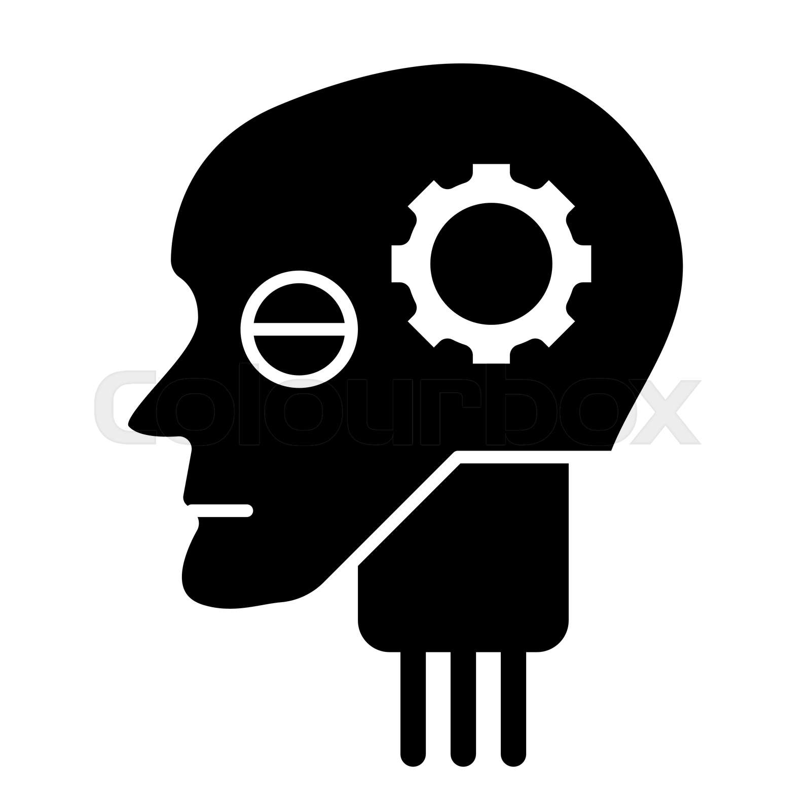 Android head with gear solid icon. Artificial intelligence vector ...