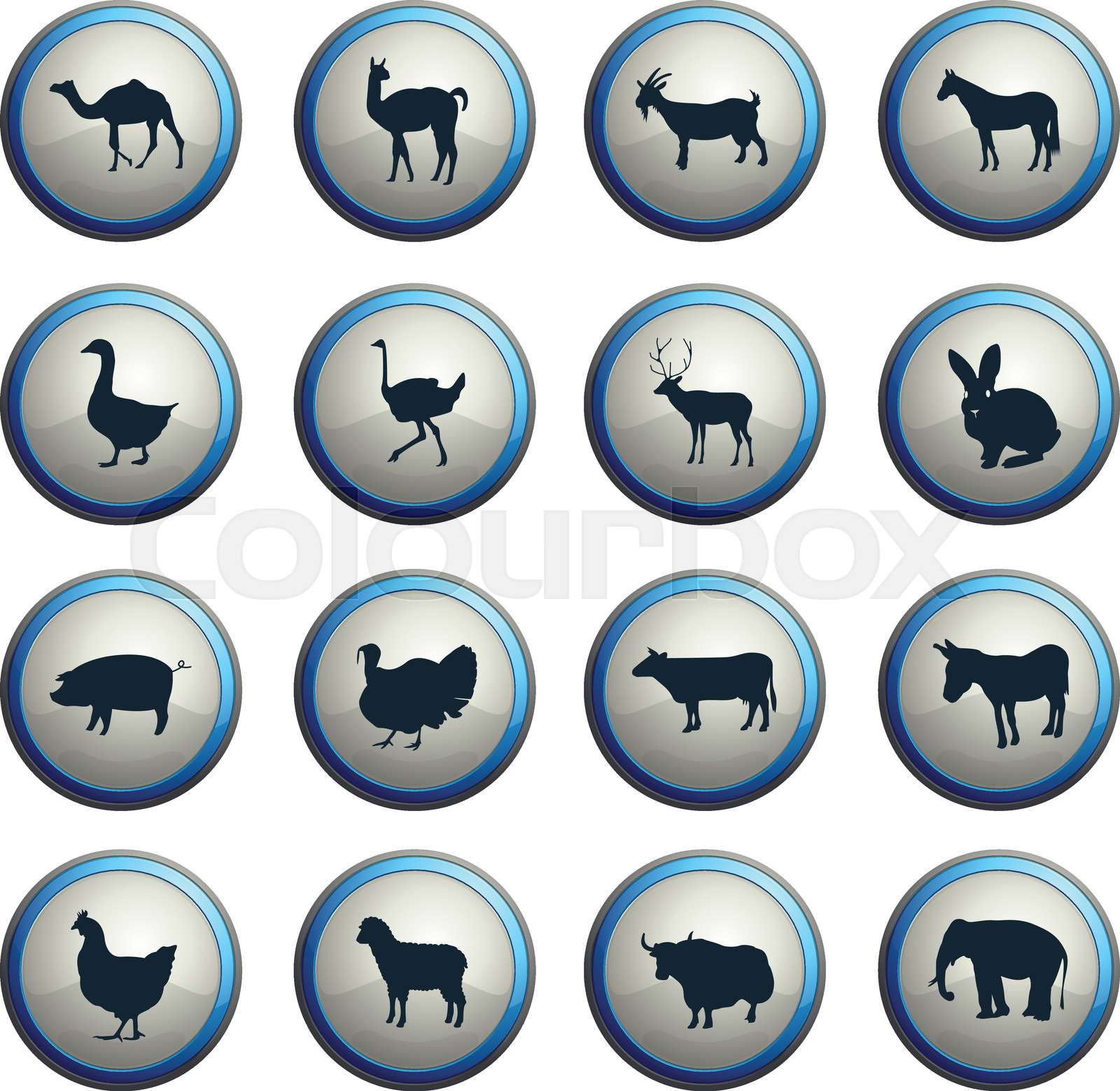 farm animals icon set | Stock vector | Colourbox