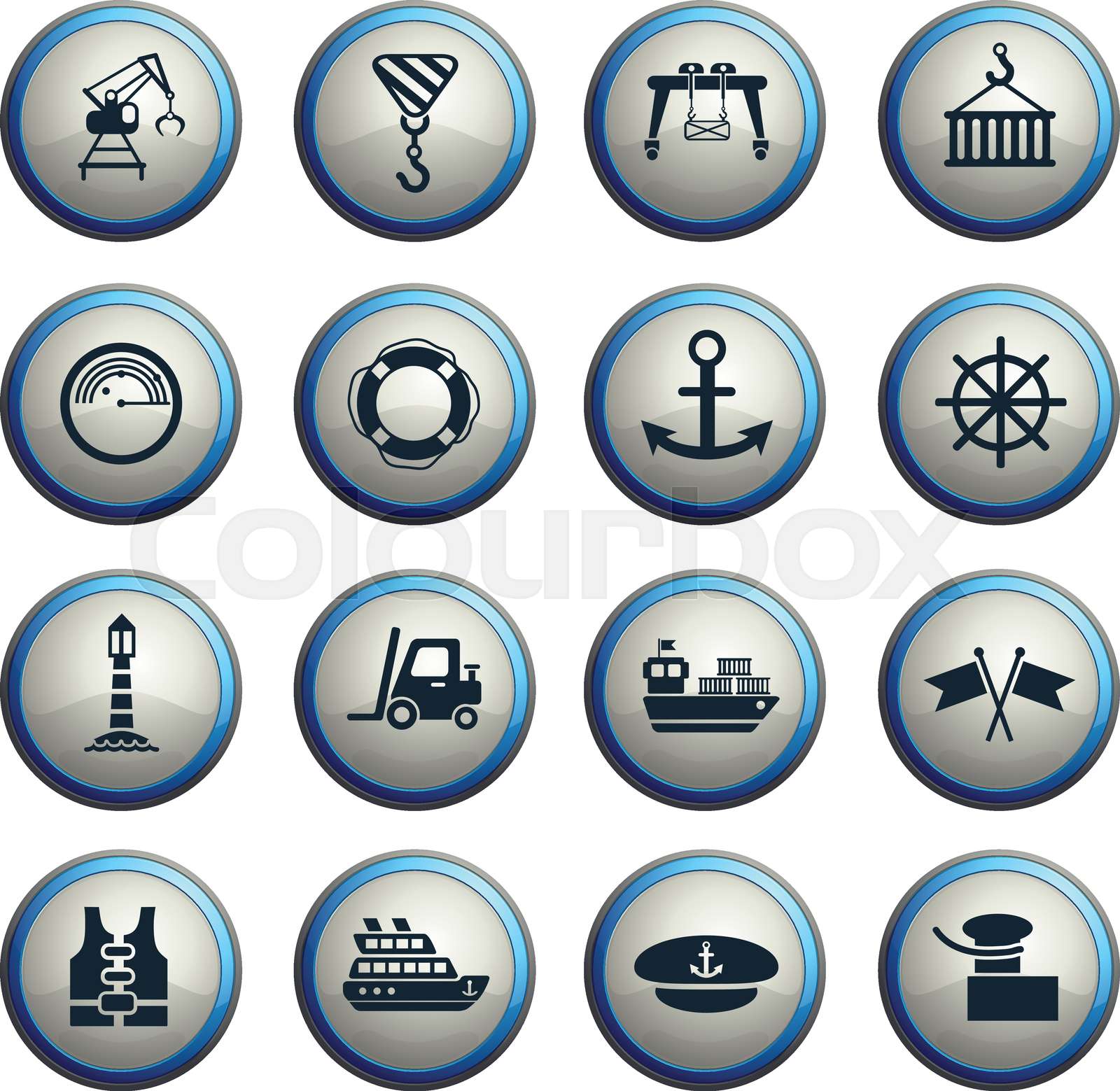 harbor icon set | Stock vector | Colourbox