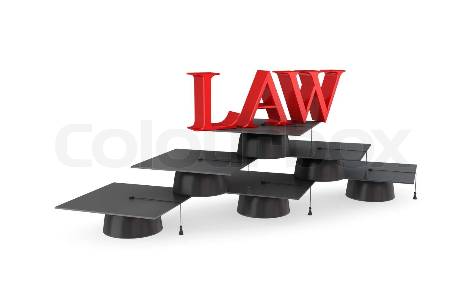 Word LAW on a pyramid made of lawyer's hats | Stock image | Colourbox