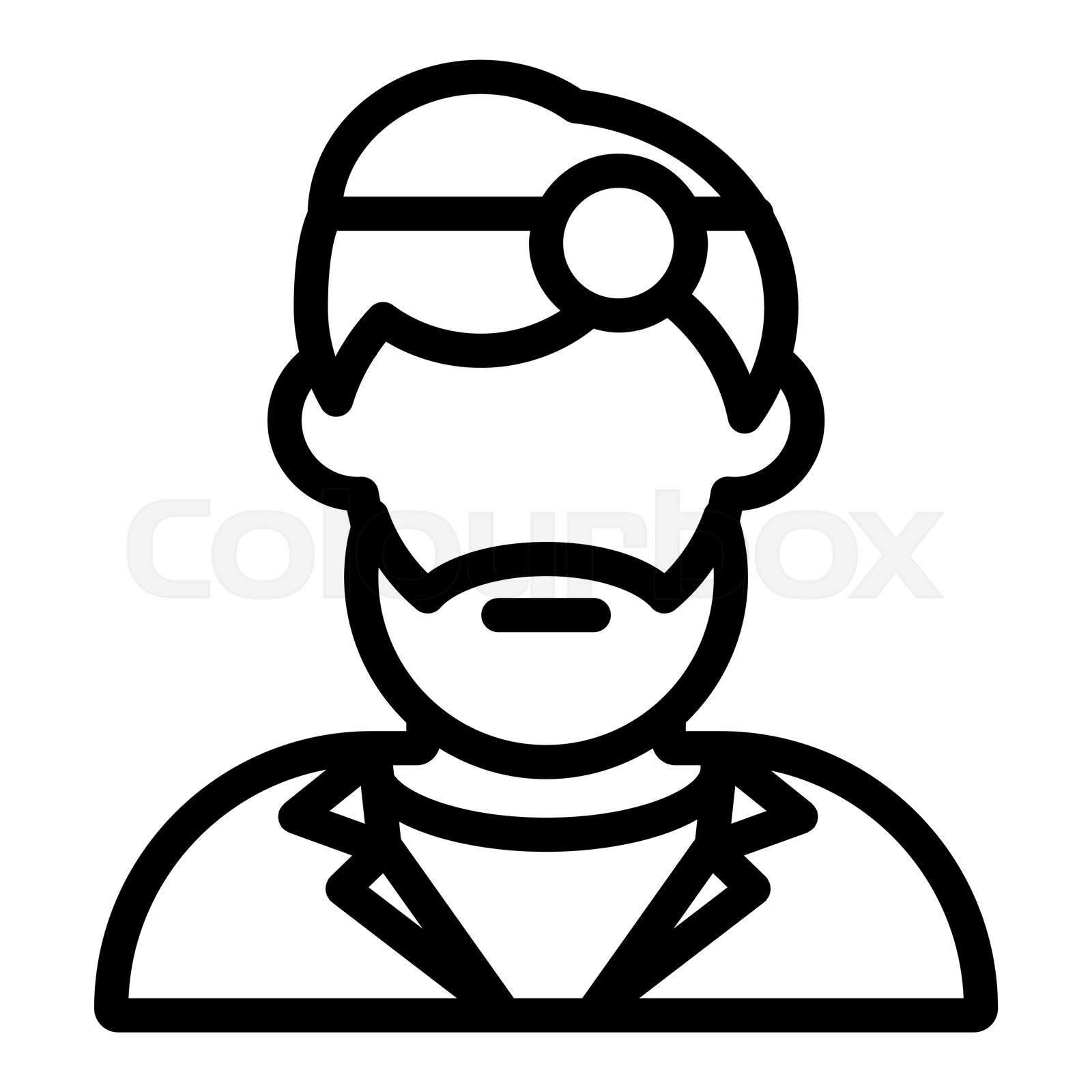 Beard doctor avatar line icon. Medical faceless vector illustration ...