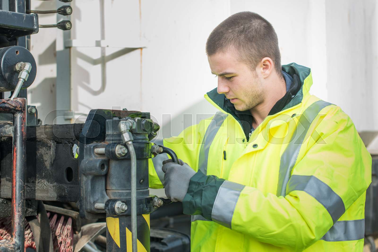 mechanics working on truck | Stock image | Colourbox