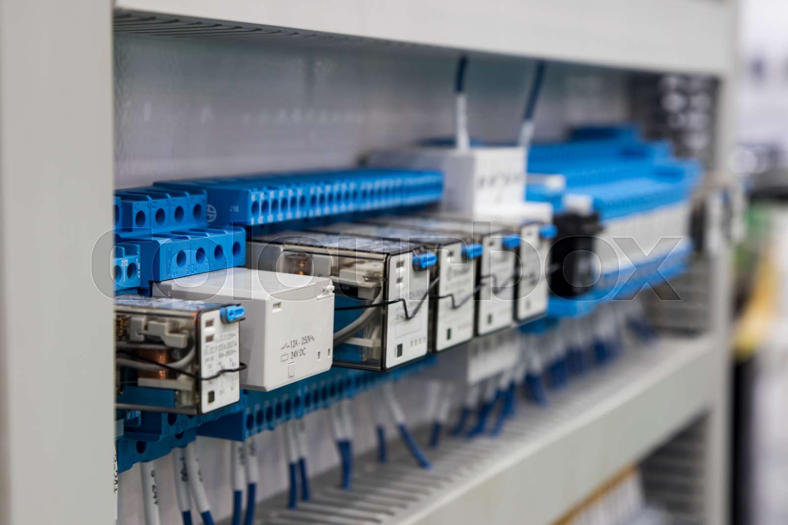 wired electrical board with terminals | Stock image | Colourbox