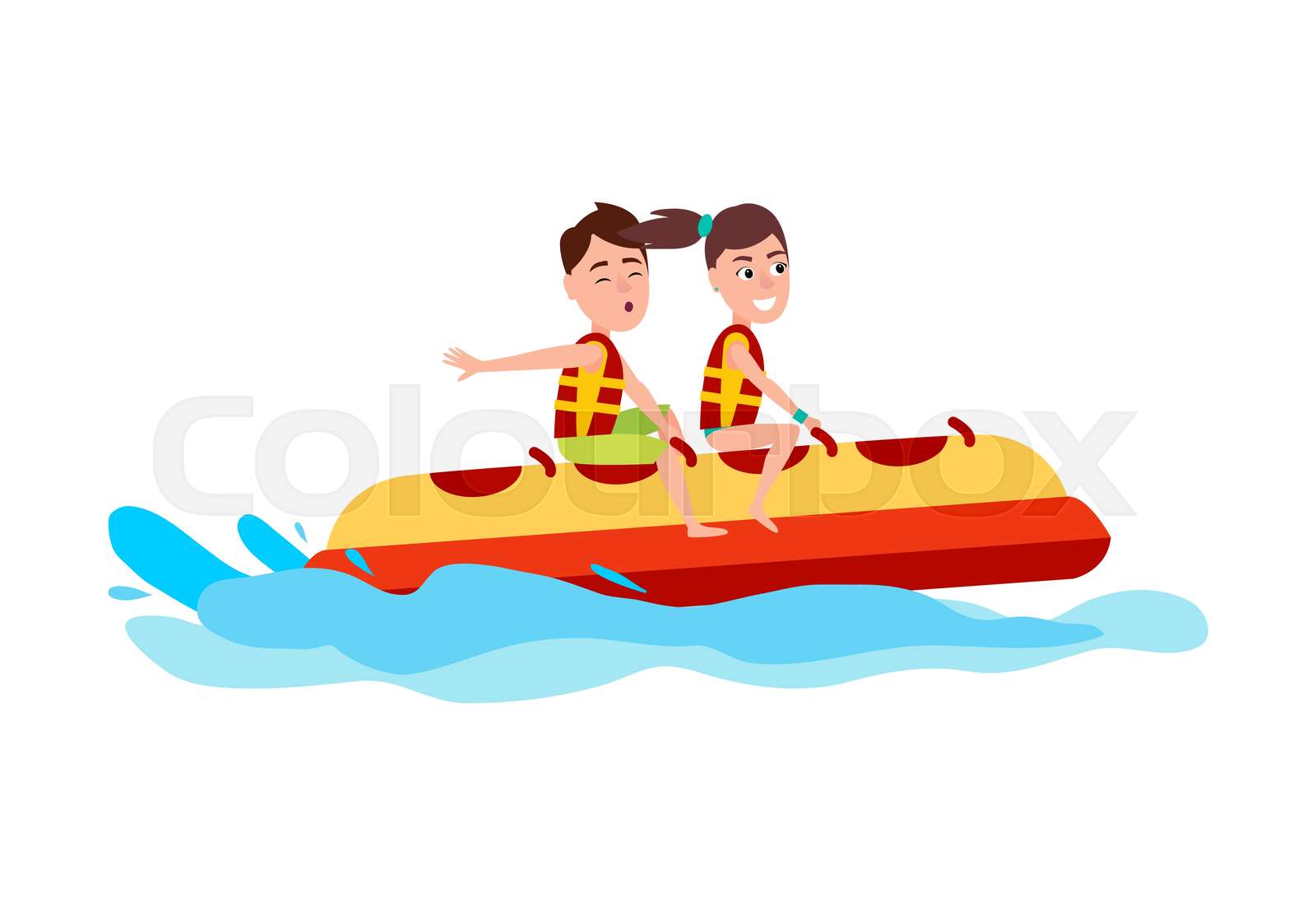 Banana Boat Summer Activity Vector Illustration | Stock vector | Colourbox