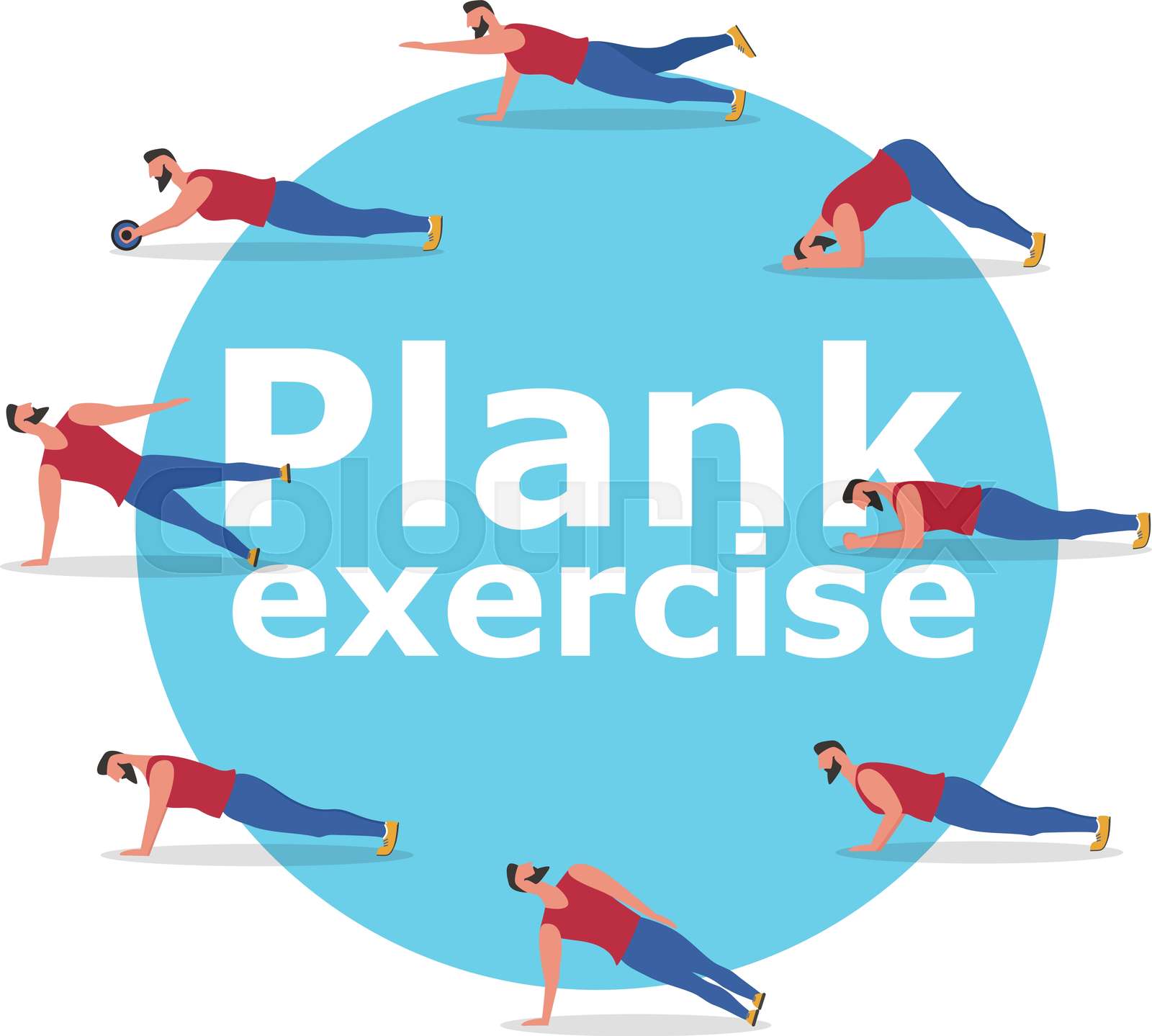 Fitness man doing planking exercise banner | Stock vector | Colourbox