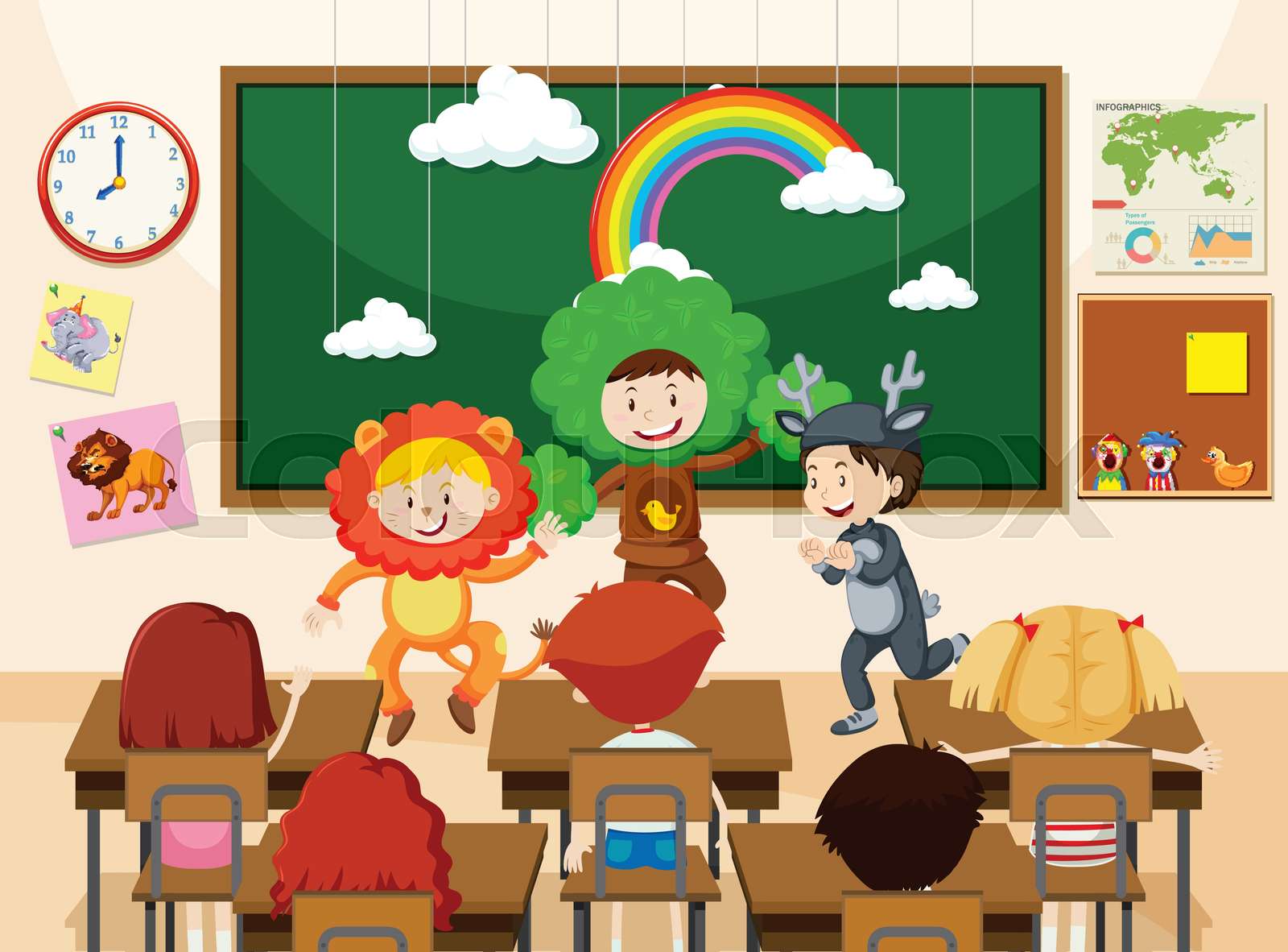 Children performing infront of class | Stock vector | Colourbox