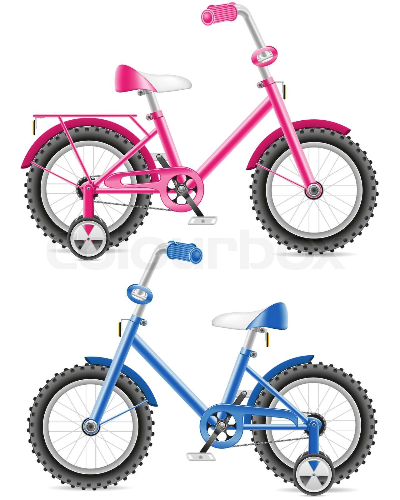 pink og blå kids cykel vektor illustration | Stock vektor | Colourbox