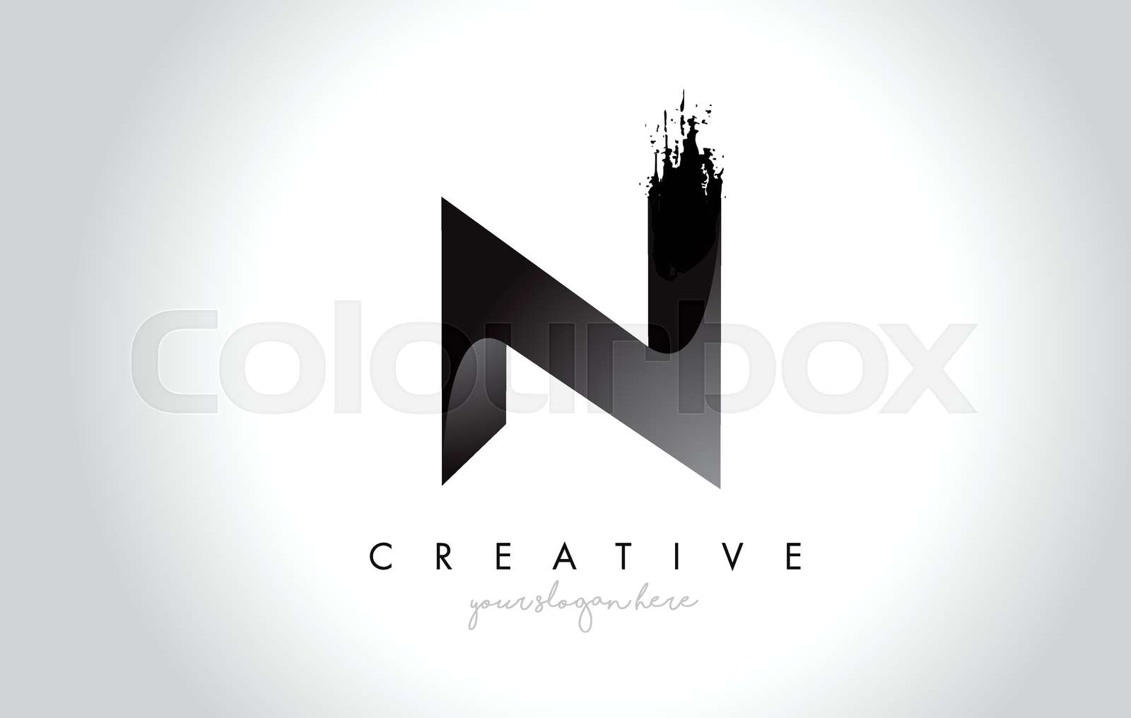 N Letter Design with Brush Stroke and Modern 3D Look. | Stock vector ...