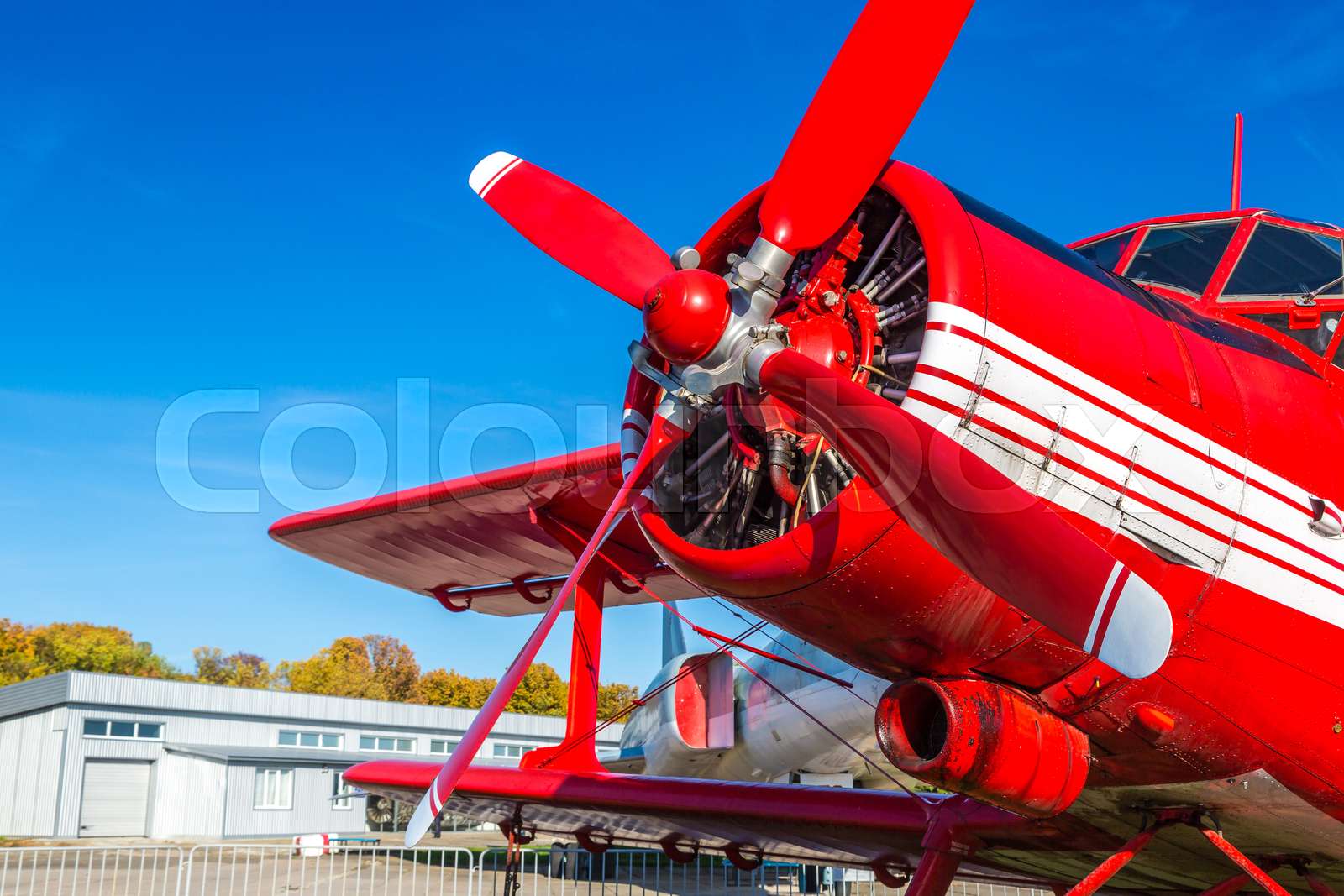 Red biplane in Kiev Aviation Museum | Stock image | Colourbox