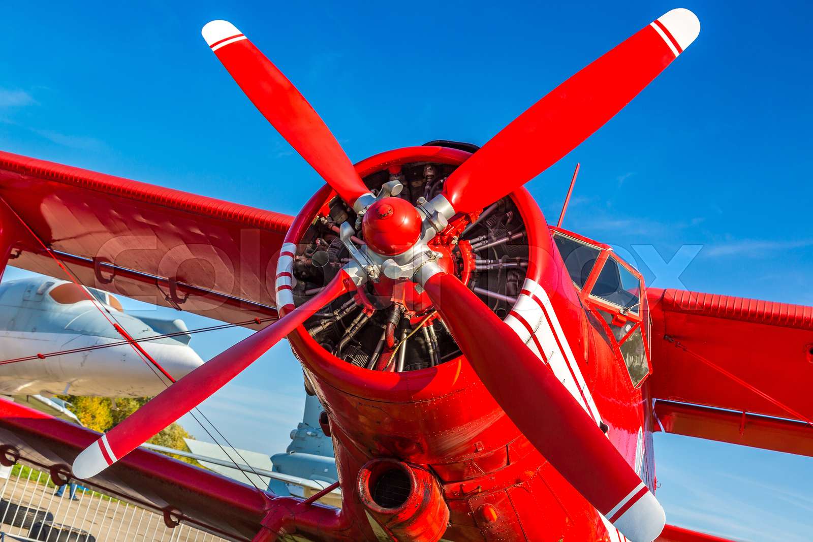 Propeller of Red biplane | Stock image | Colourbox
