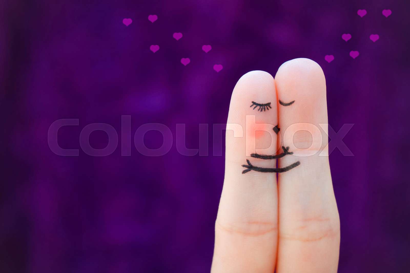 Finger art of a Happy couple. Couple kissing and hugging | Stock image ...
