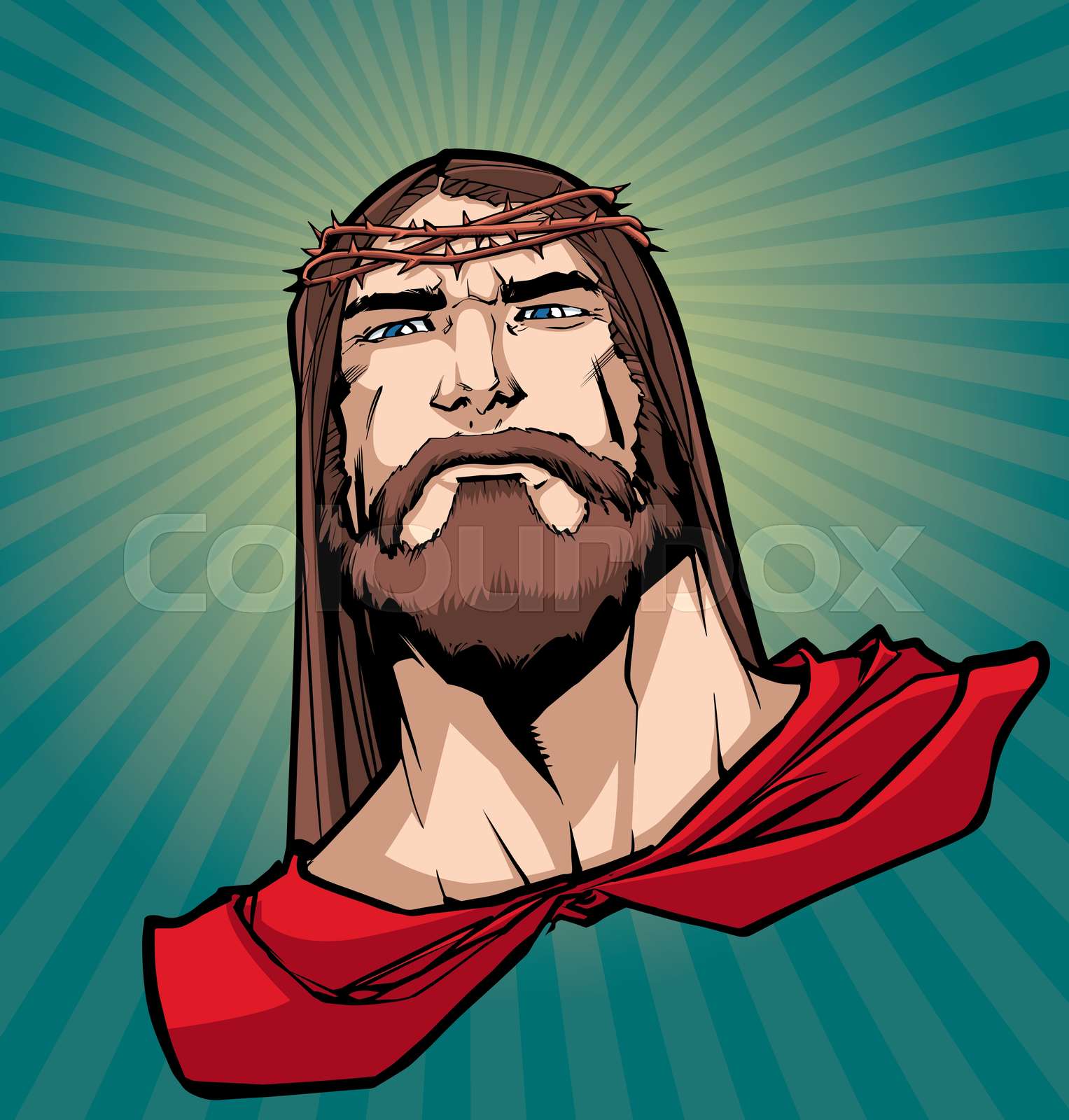 Jesus Superhero Portrait 2 | Stock vector | Colourbox
