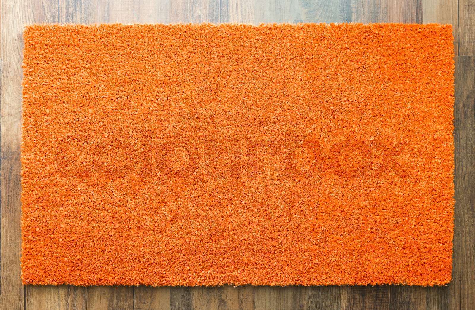 Blank Orange Welcome Mat On Wood Floor Background Ready For Your Own ...