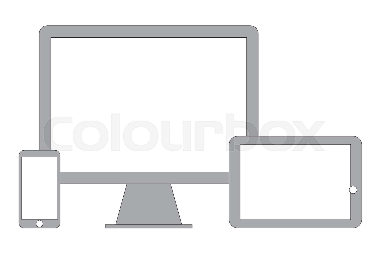 Computer Tablet and smart phone silhouette | Stock vector | Colourbox