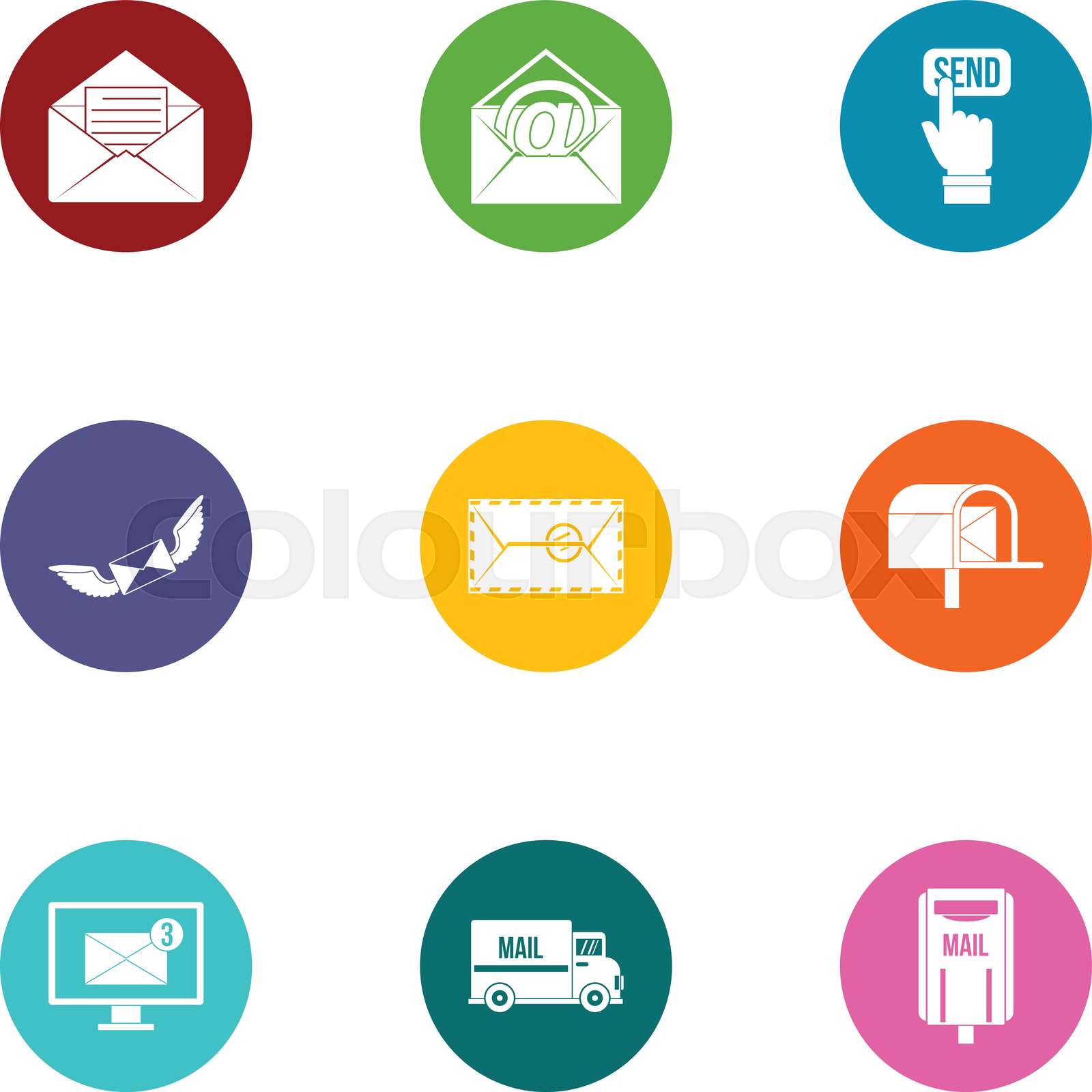 Liaison office icons set, flat style | Stock vector | Colourbox