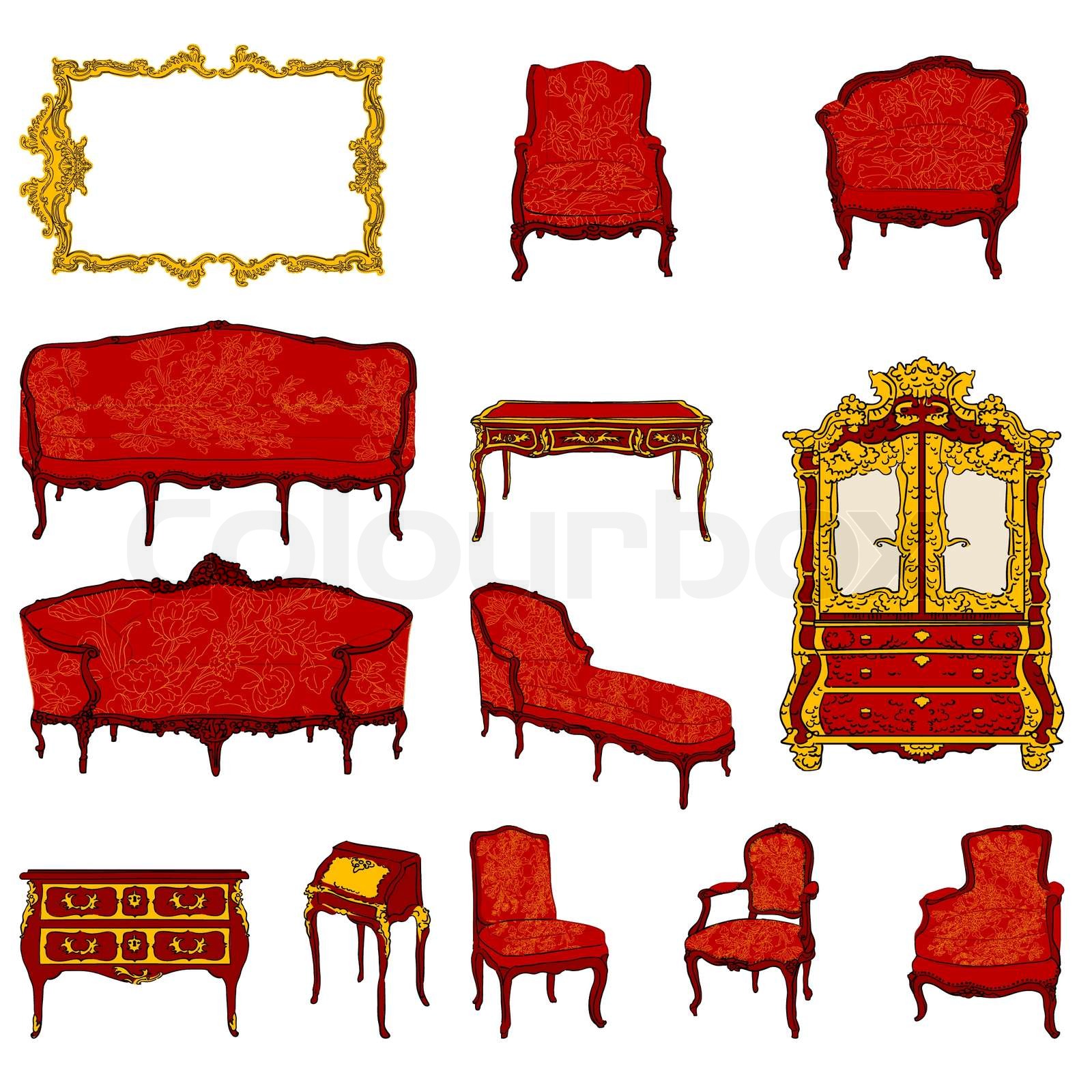 rococo furniture set | Stock vector | Colourbox