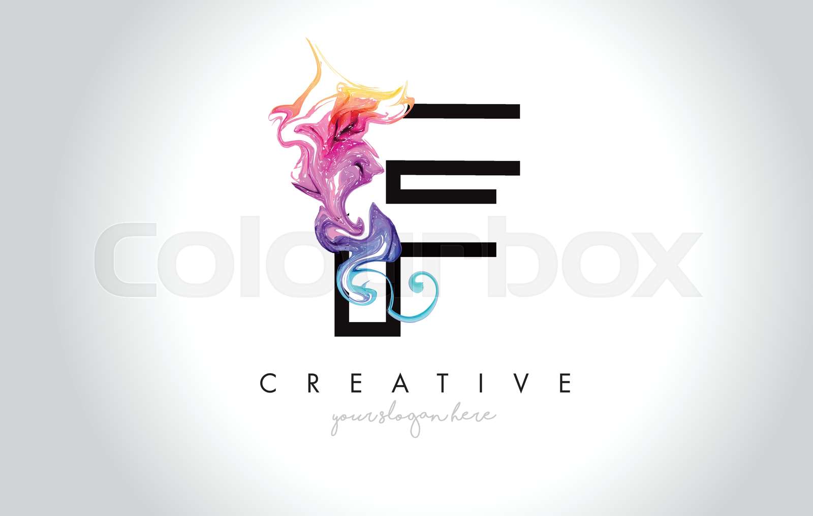F Vibrant Creative Leter Logo Design with Colorful Smoke Ink Flowing ...