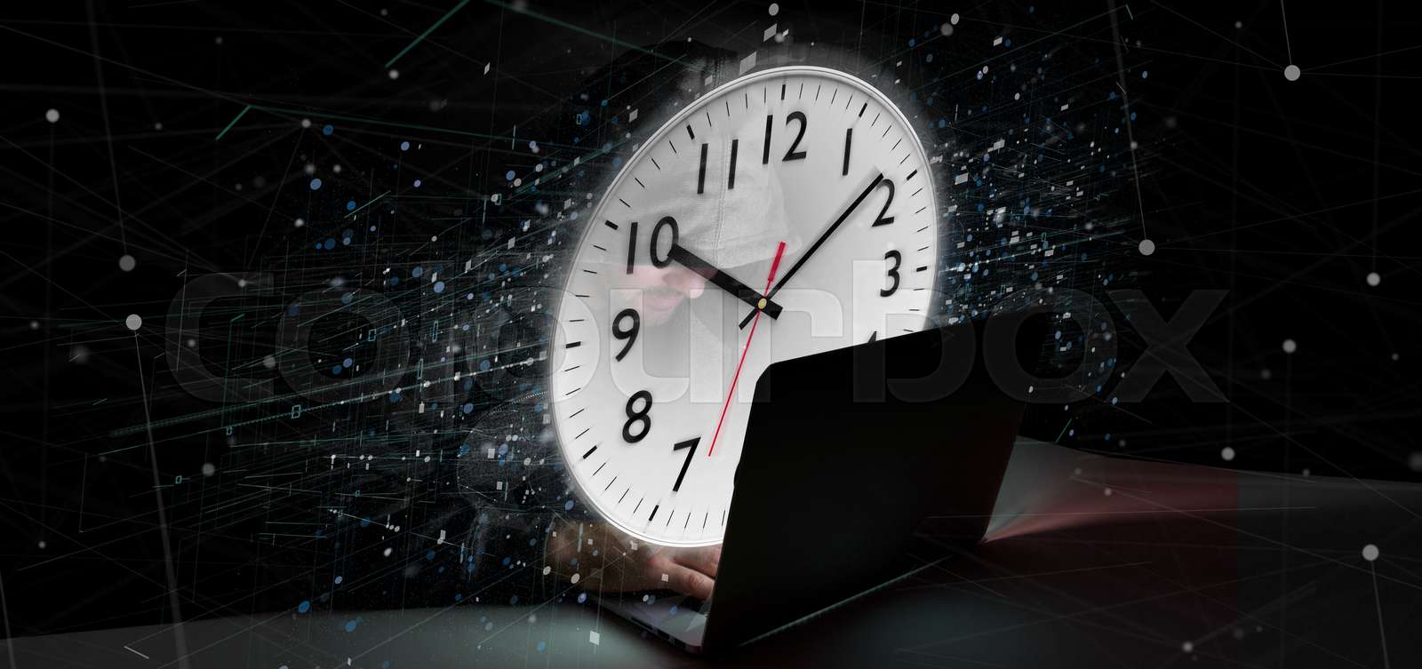 Man holding a clock timer 3d rendering | Stock image | Colourbox