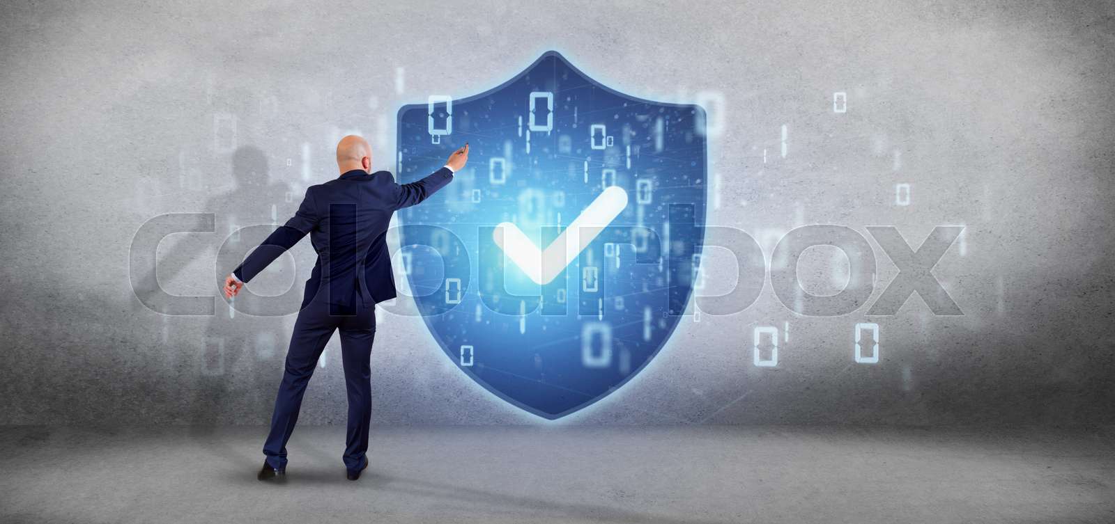 Man Holding A Shield Web Security Concept 3d Rendering Stock Image Colourbox