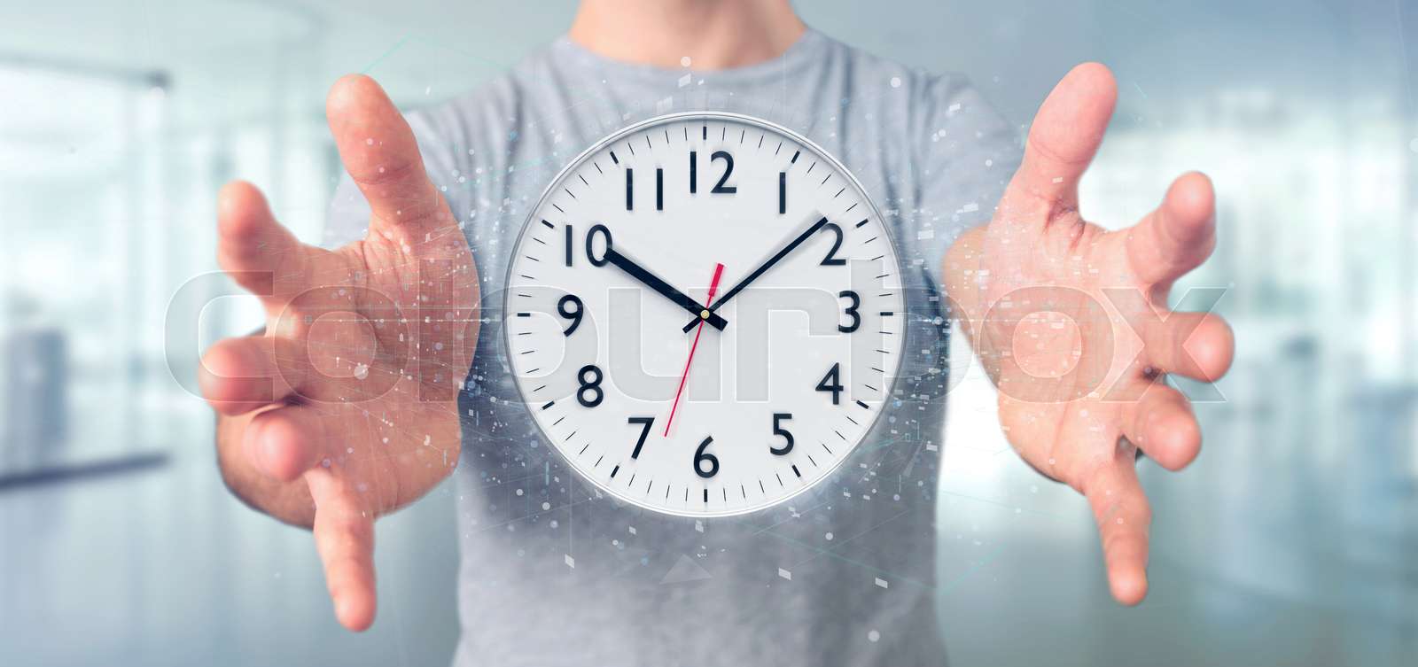 Man holding a clock timer 3d rendering | Stock image | Colourbox