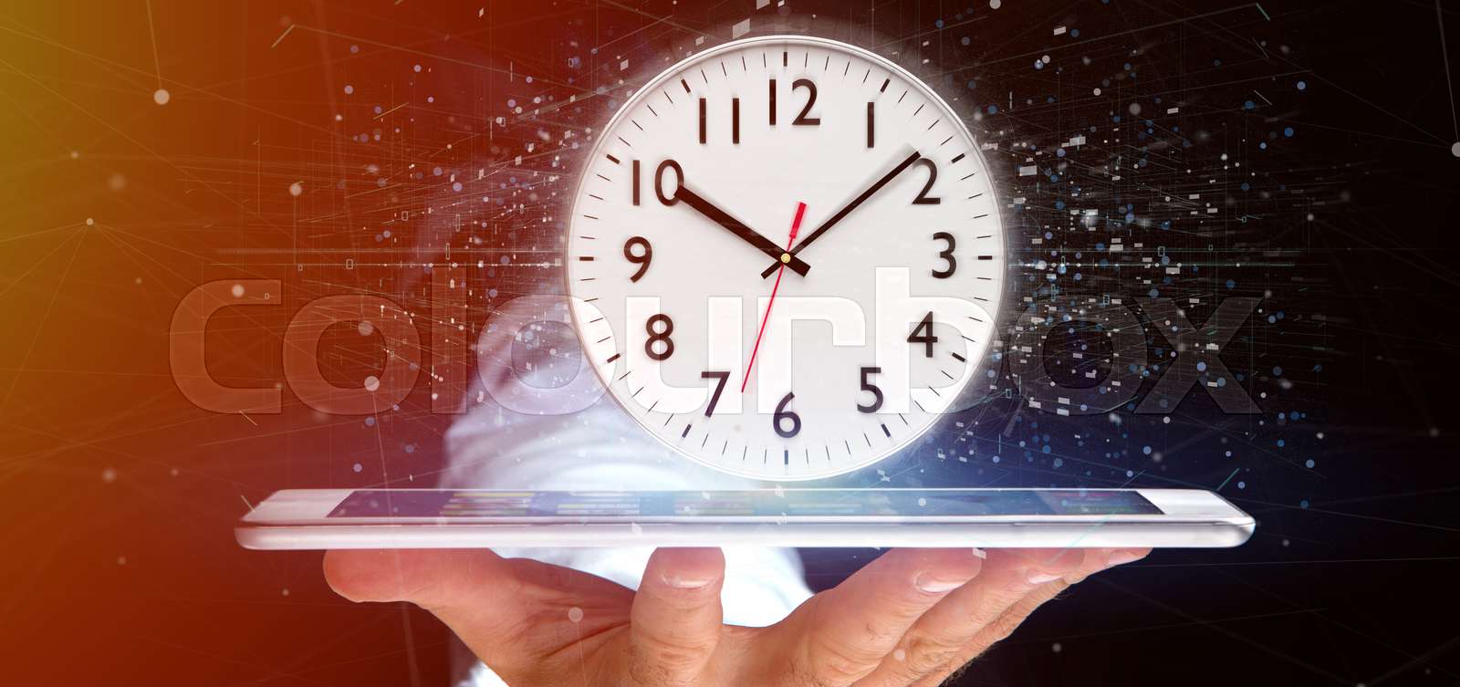 Man Holding A Clock Timer 3d Rendering Stock Image Colourbox