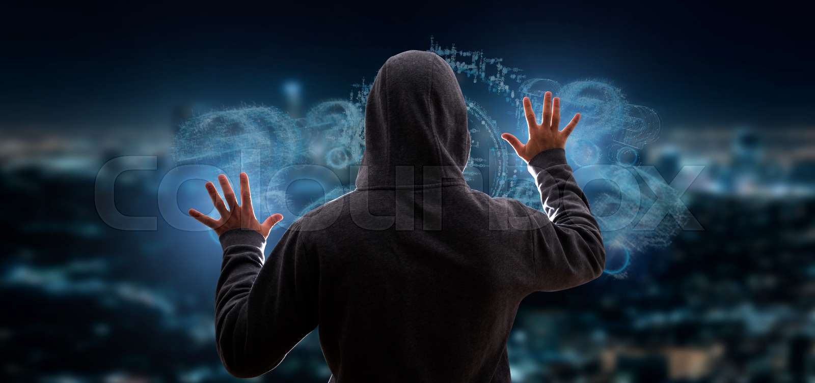 Hacker activating Question mark | Stock image | Colourbox