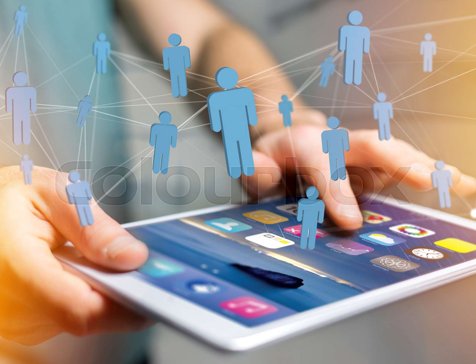 Network connection with people linked each other - Business and ...