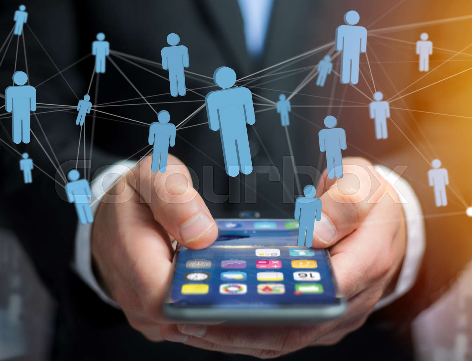 Network connection with people linked each other - Business and ...