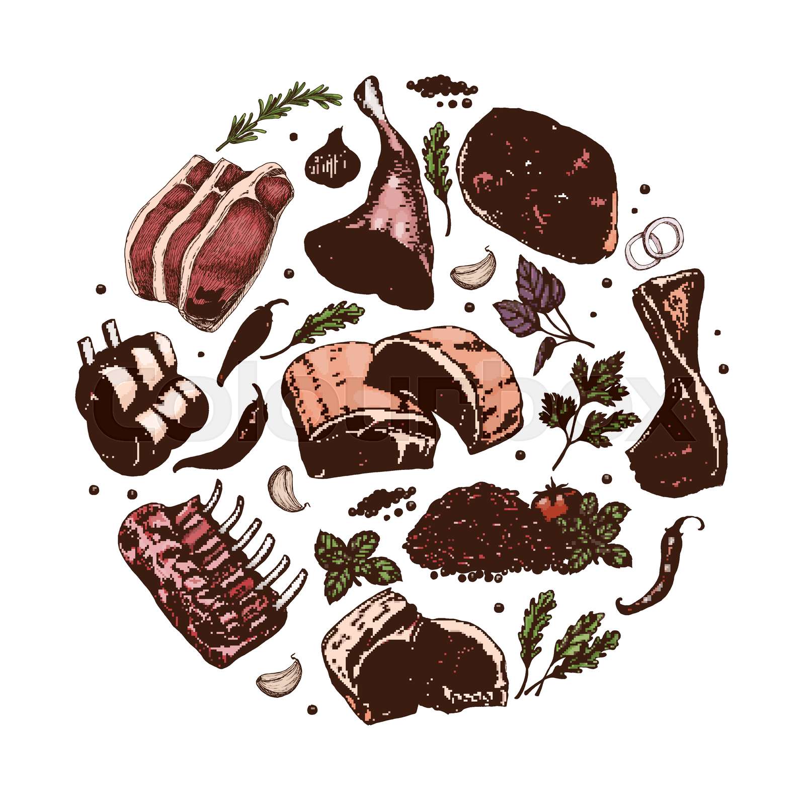 Isolated meat circle | Stock vector | Colourbox