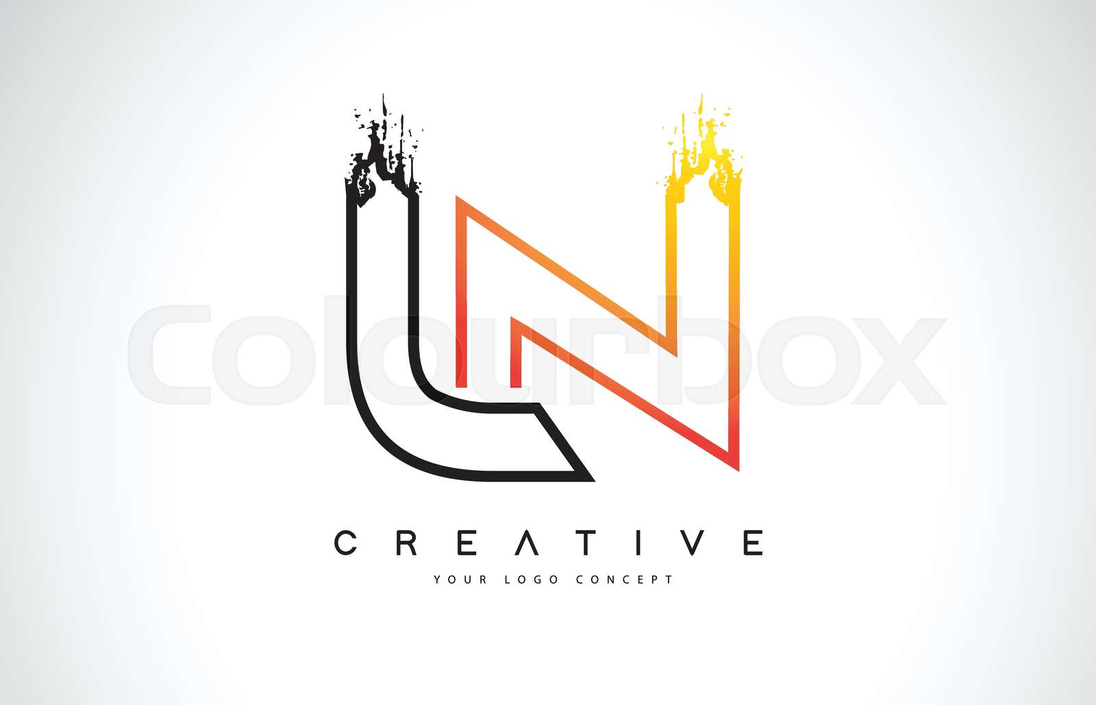 LN Creative Modern Logo Design with Orange and Black Colors. Monogram ...
