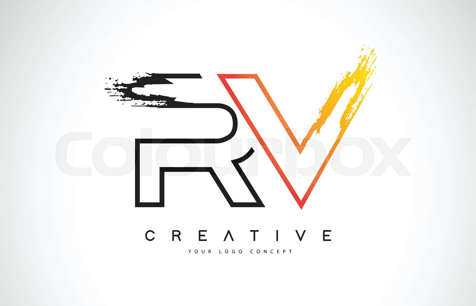 RV Creative Modern Logo Design with Orange and Black Colors. Monogram ...