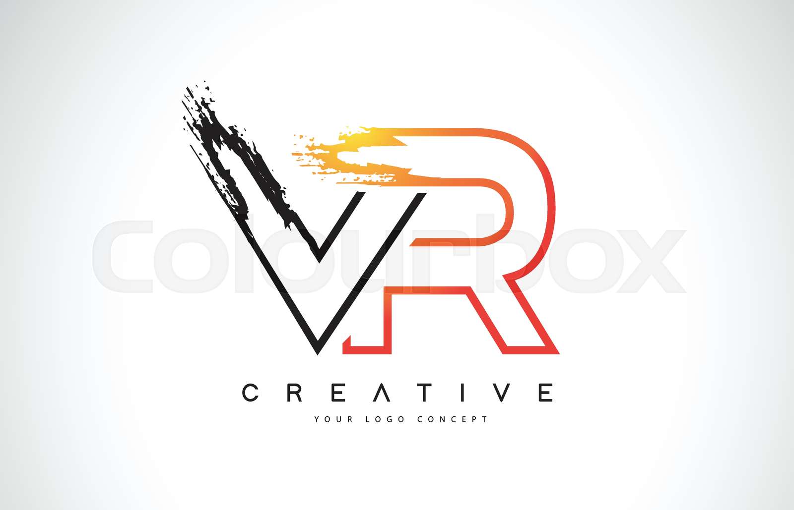 VR Creative Modern Logo Design with Orange and Black Colors. Monogram ...