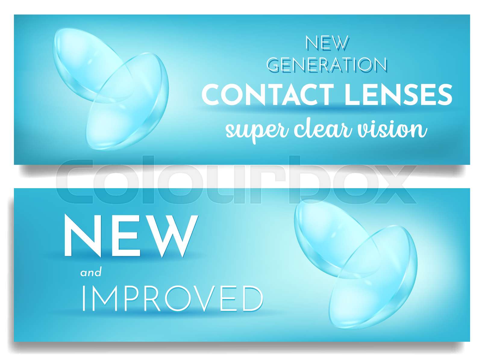 Set of advertising banner new eye contact lenses | Stock vector | Colourbox