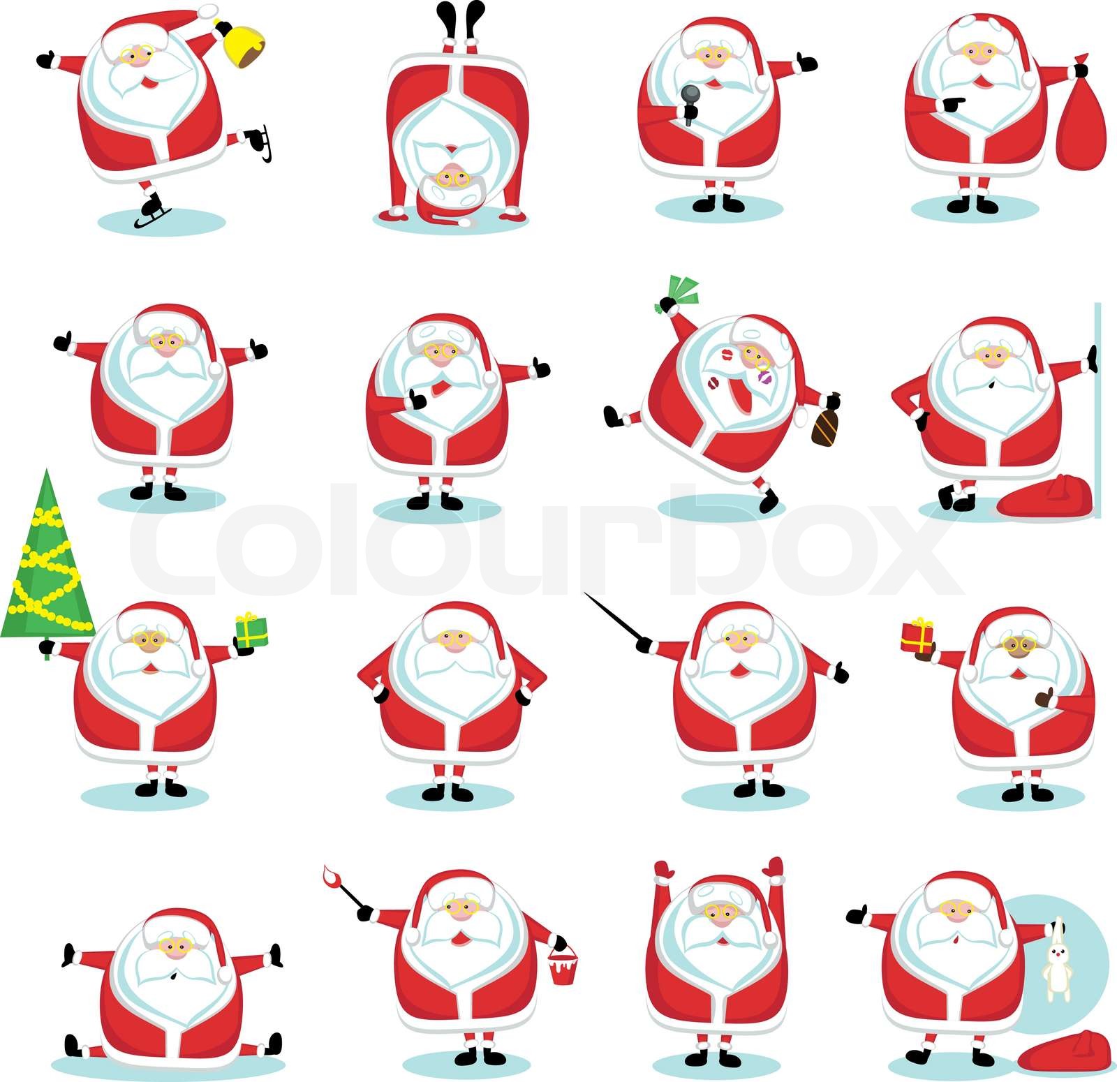 Santa in different positions | Stock vector | Colourbox