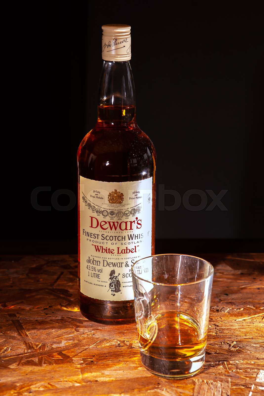 Bottle of Dewars whisky | Stock image | Colourbox