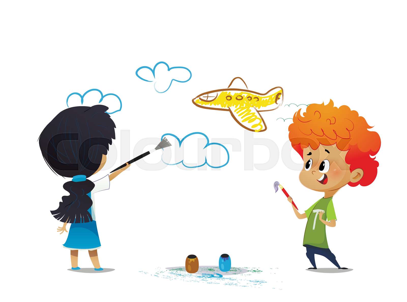 Children drawing in art class | Stock vector | Colourbox