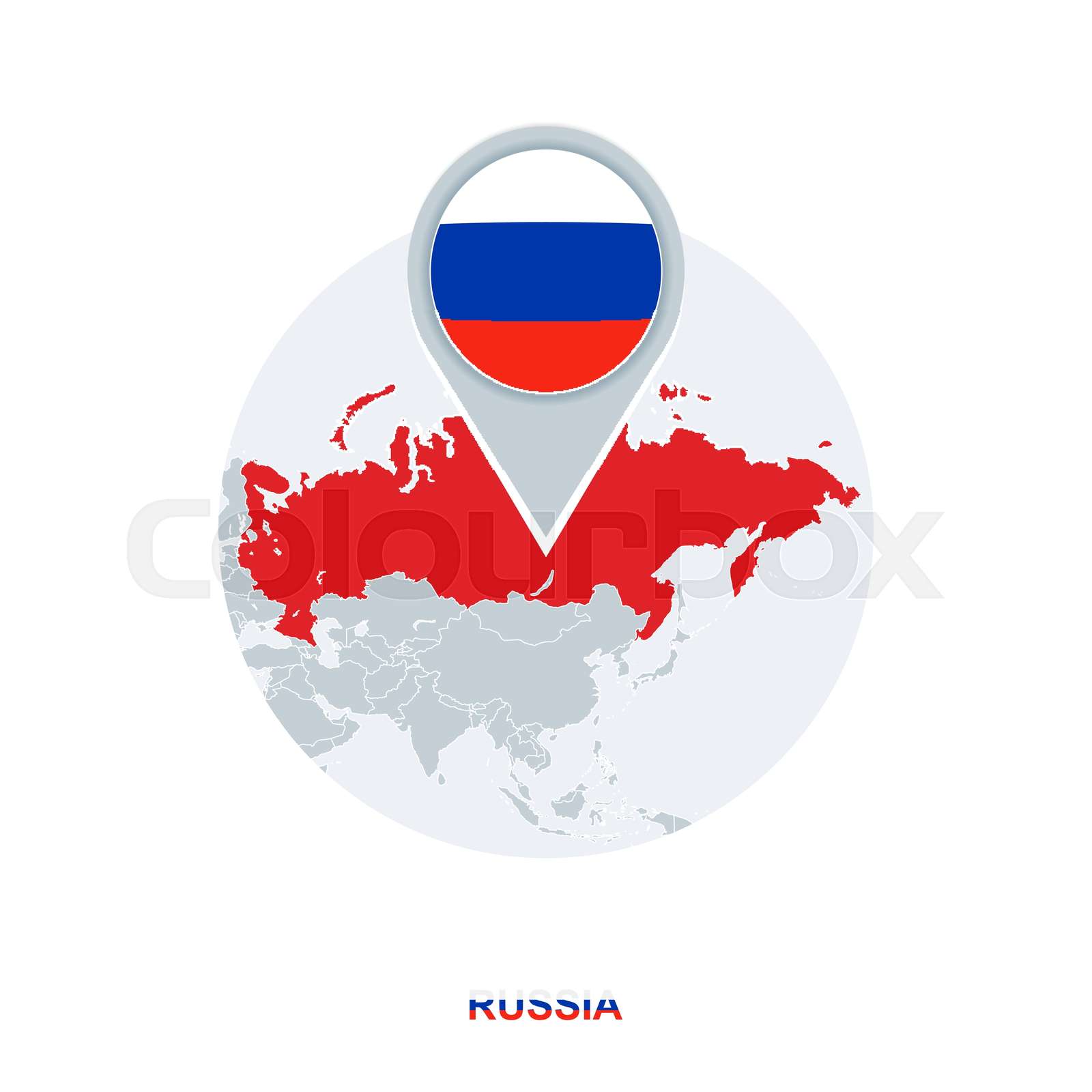 Russia map and flag, vector map icon with highlighted Russia | Stock ...
