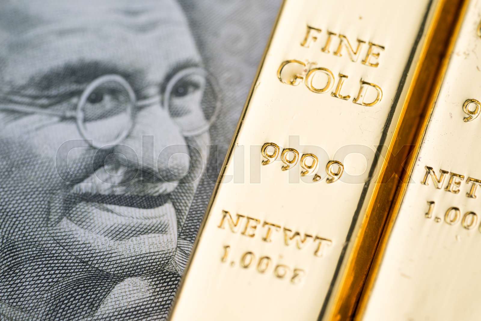 India national gold reserve concept, shiny gold bar bullion ingot on ...