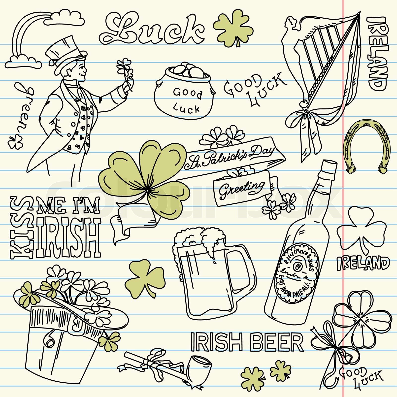 Saint Patrick's Day doodles - vintage style | Stock vector | Colourbox