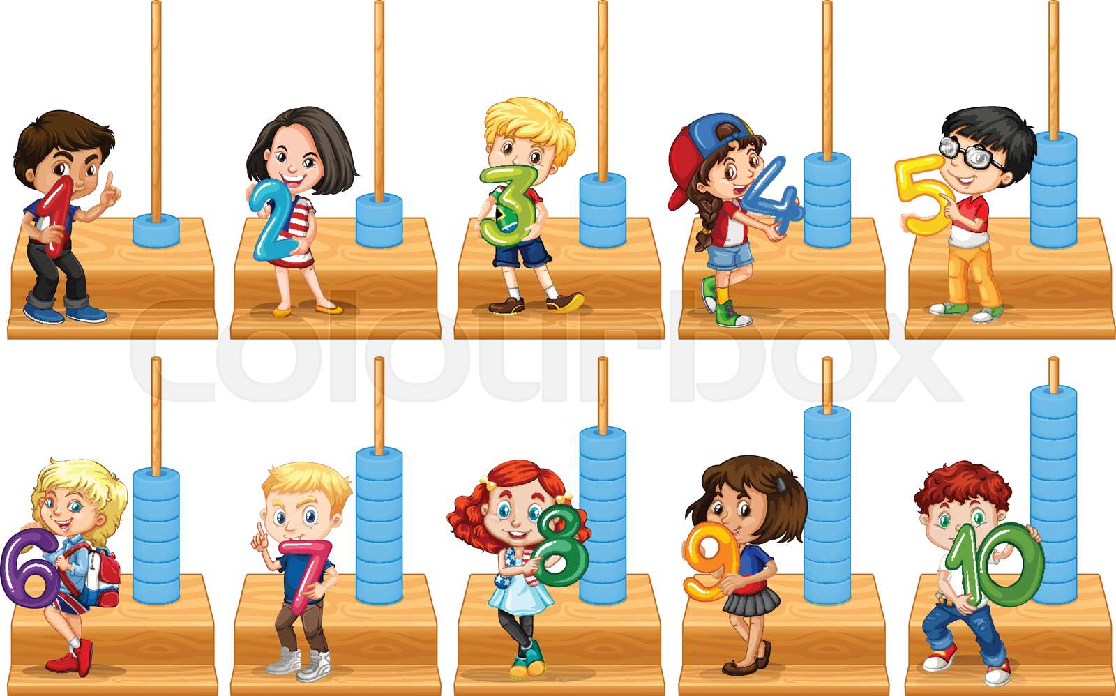 Set of children holding number | Stock vector | Colourbox